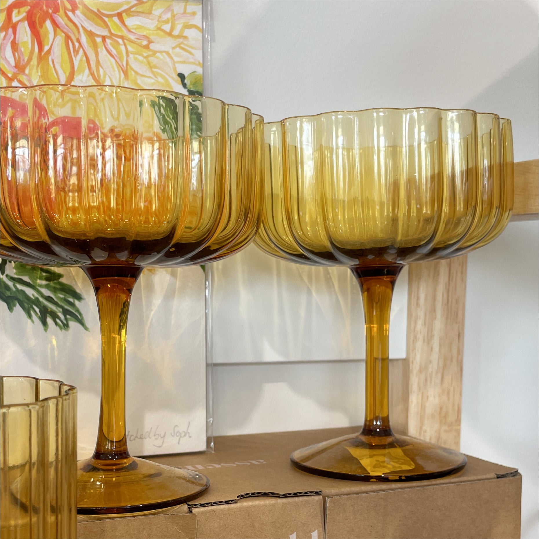 Hazel Coupe Glass Amber S2 | Marley and Hills Interiors