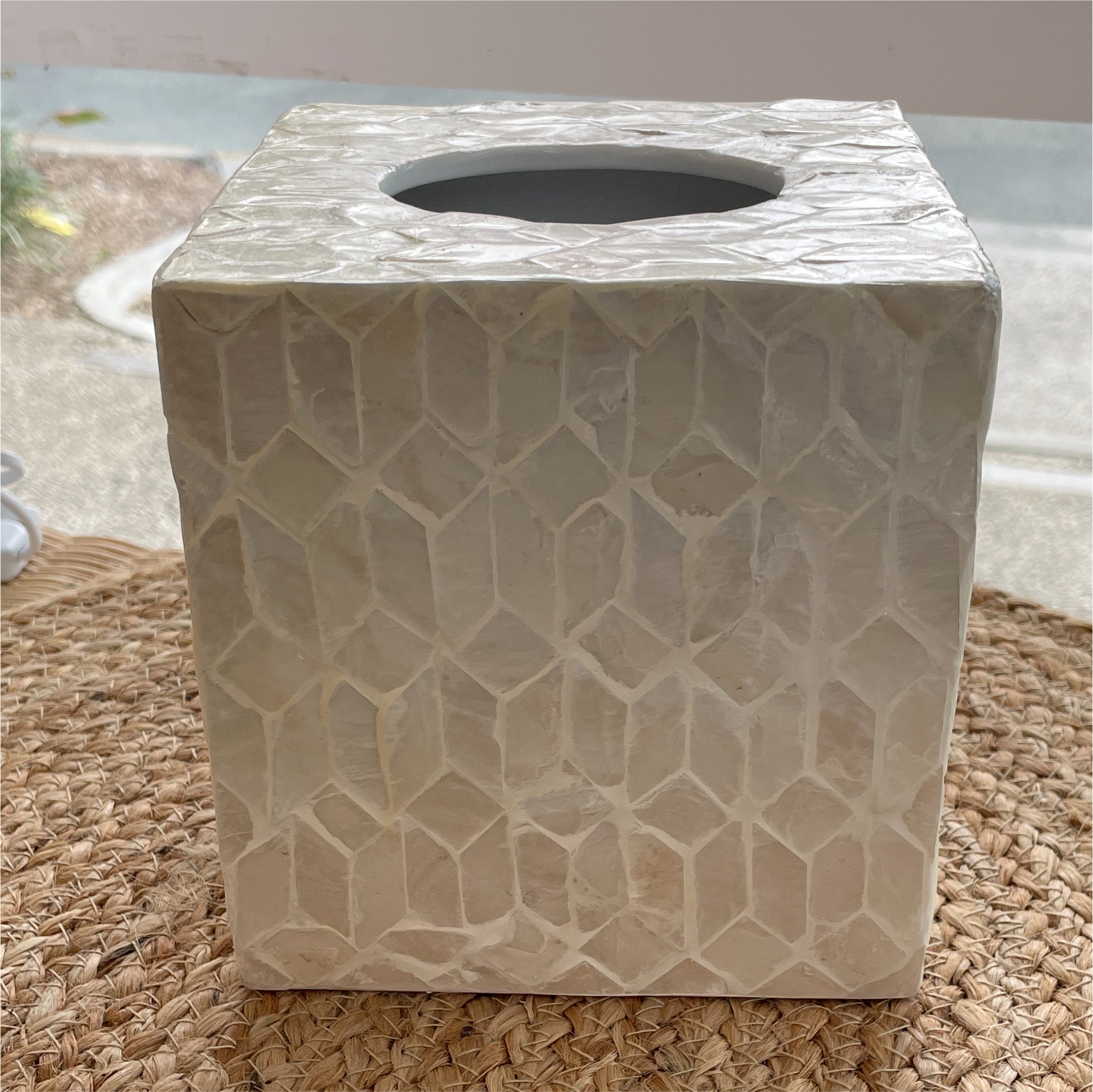 Inlay Tissue Box Cover Ivory Sm | Marley and Hills Interiors