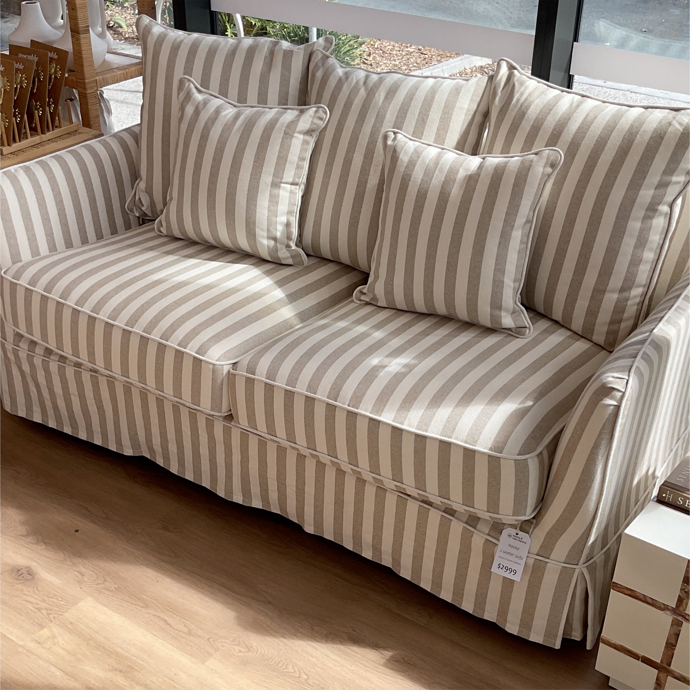 Noosa 2 Seater Sofa Natural Stripe | Marley and Hills Interiors